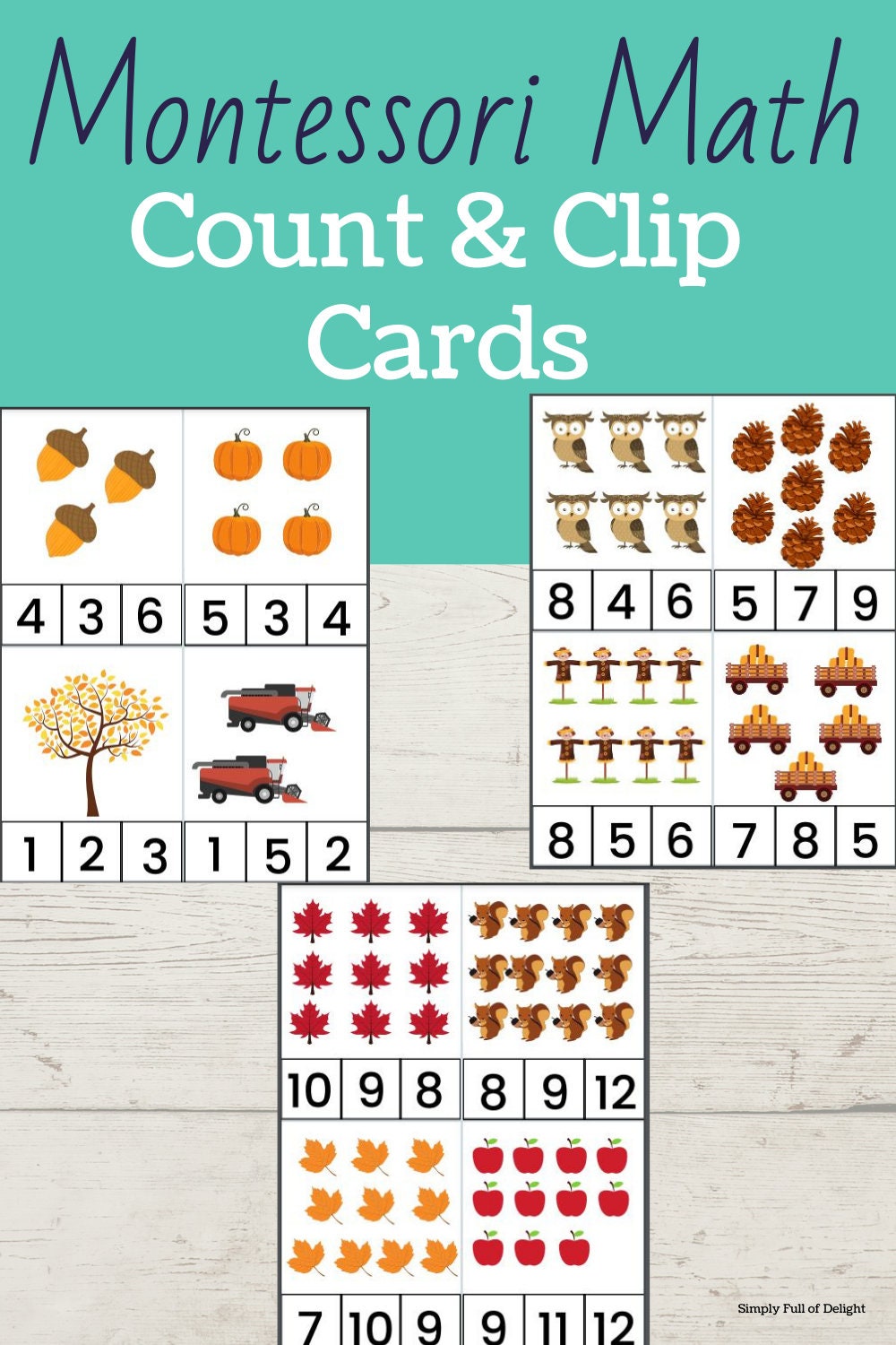 Fall Count Clip Cards, Montessori Math Printable, Homeschooling ...