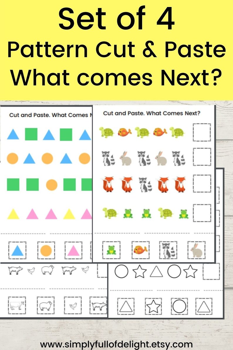 What Comes Next? Pattern Practice, Cut and Paste Activities, Preschool ...