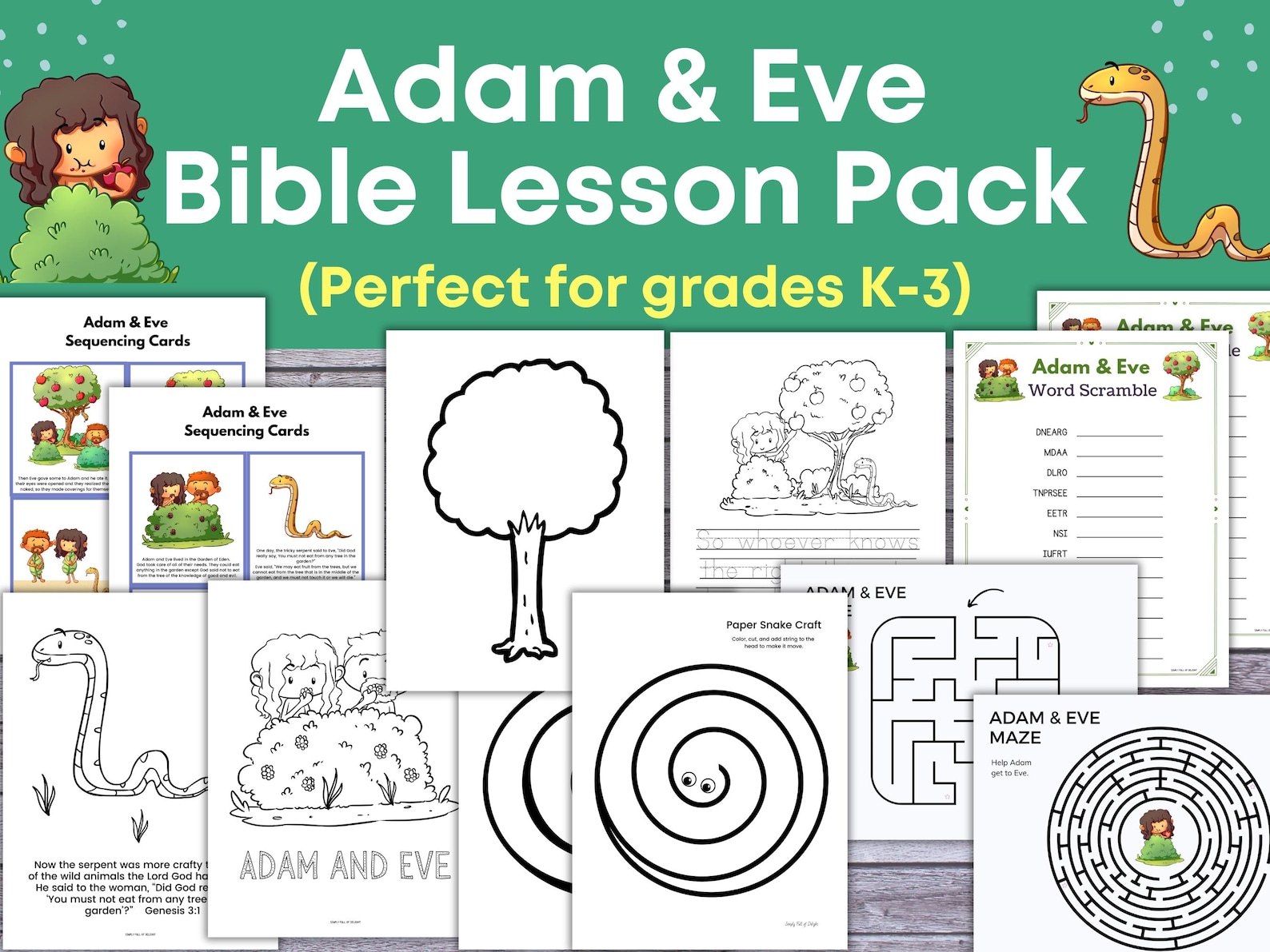 Adam & Eve Bible Story, Adam and Eve Activities, Adam and Eve Craft ...