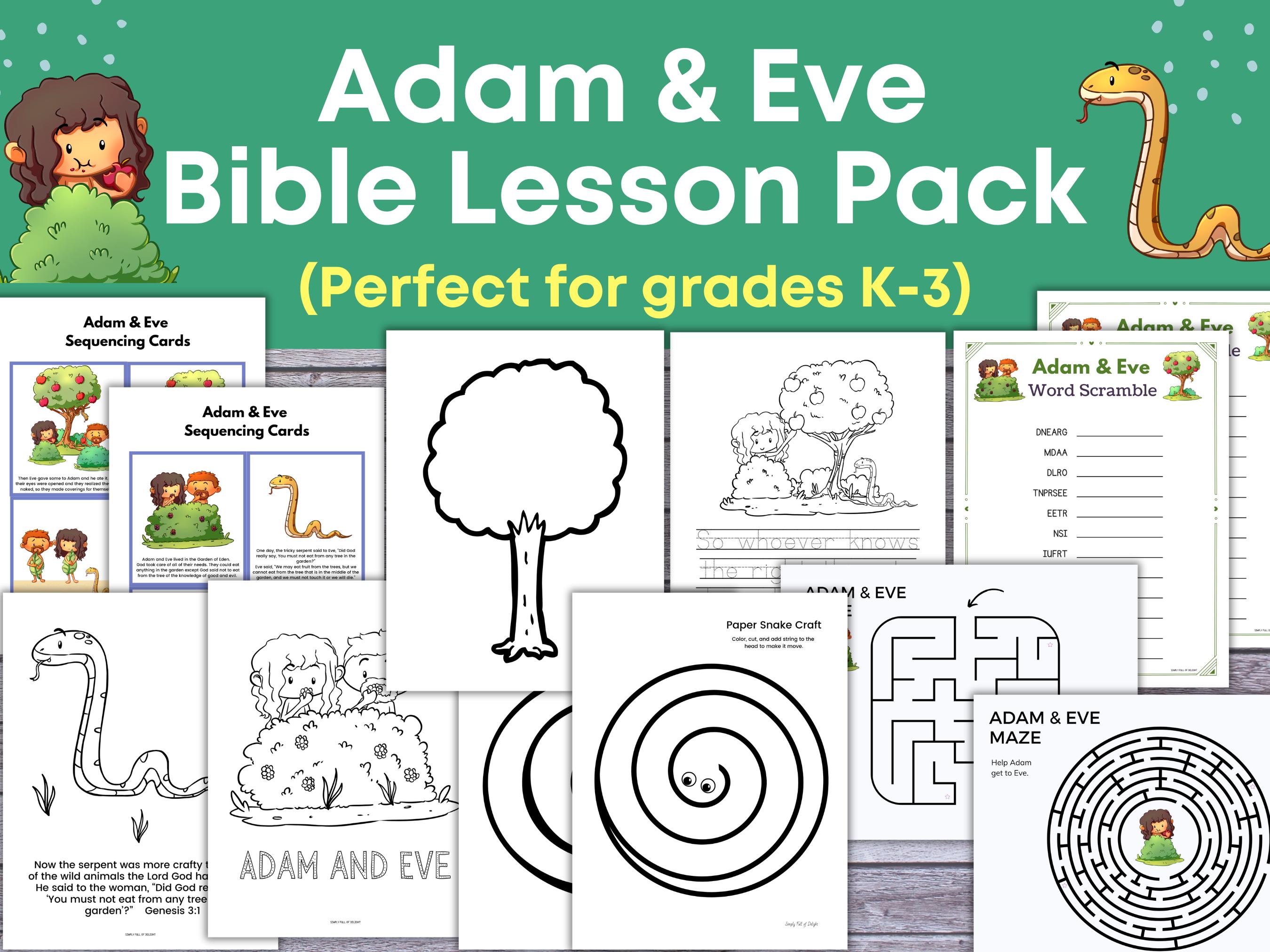 Adam & Eve Bible Story, Adam and Eve Activities, Adam and Eve Craft ...