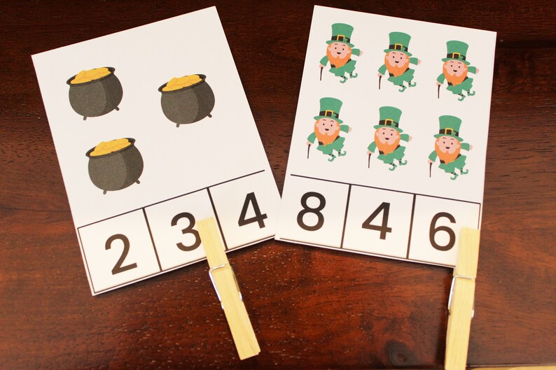 St. Patrick's Day Count Clip Cards, Montessori Math Printable ...