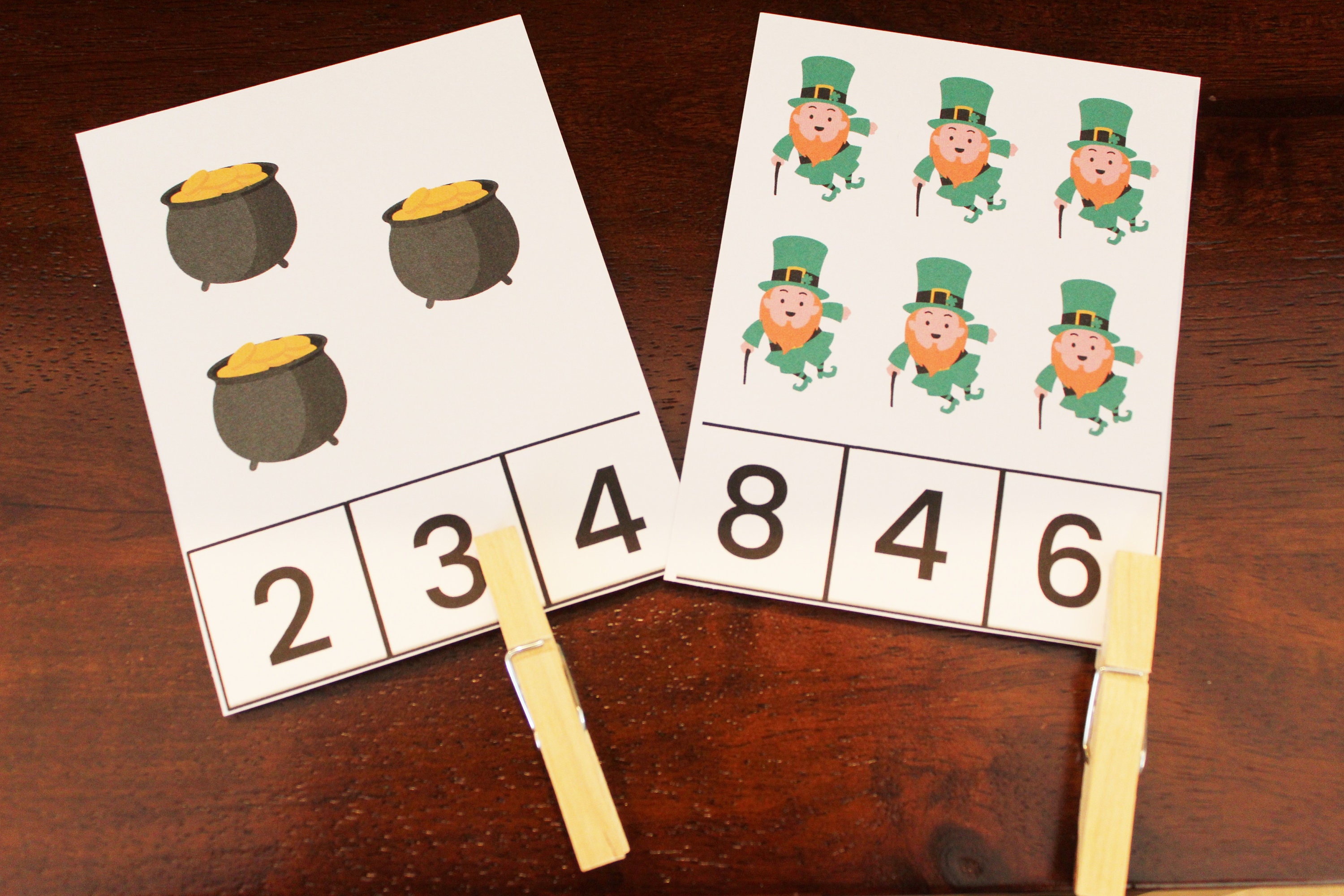 St. Patrick's Day Count Clip Cards, Montessori Math Printable ...