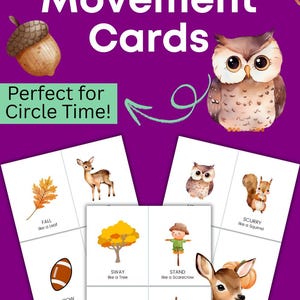 Fall Movement Cards for Kids, Preschool Gross Motor Activity Flashcards ...