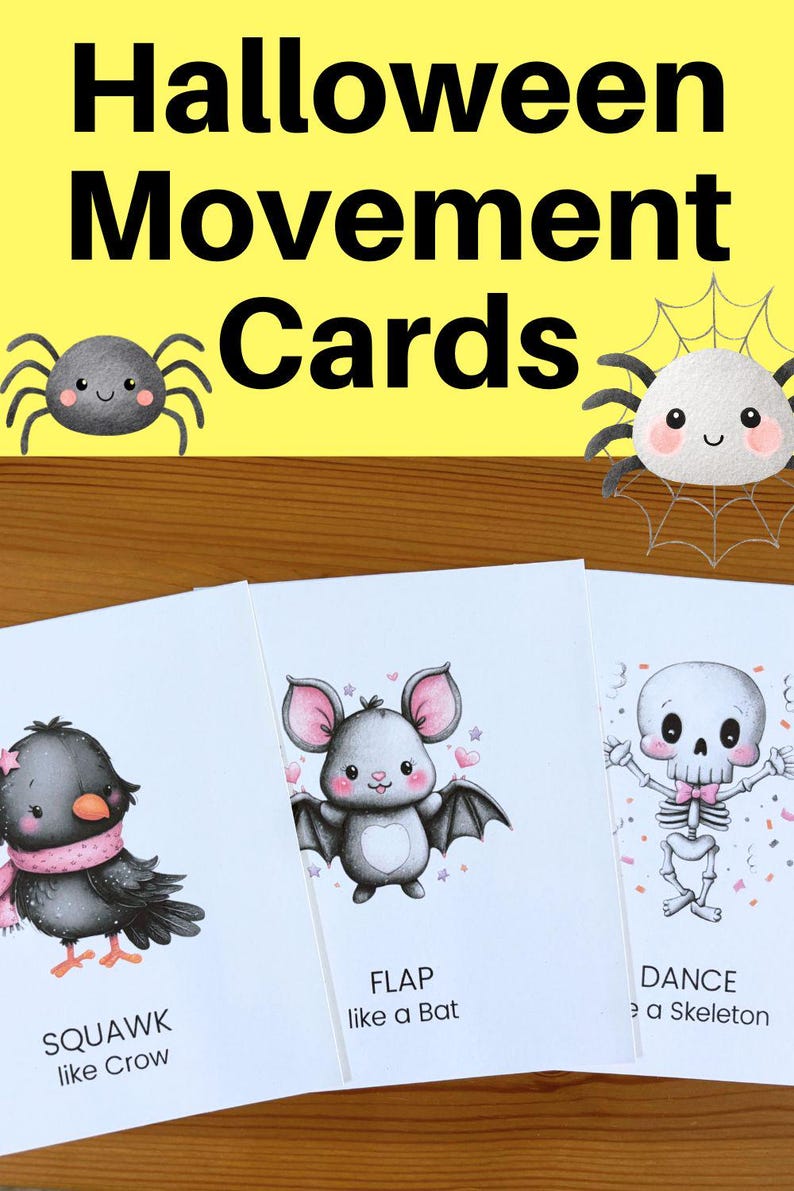 Halloween Movement Cards for Kids, Preschool Gross Motor Activity ...