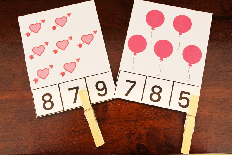 Valentine's Day Count Clip Cards, Montessori Math Printable ...
