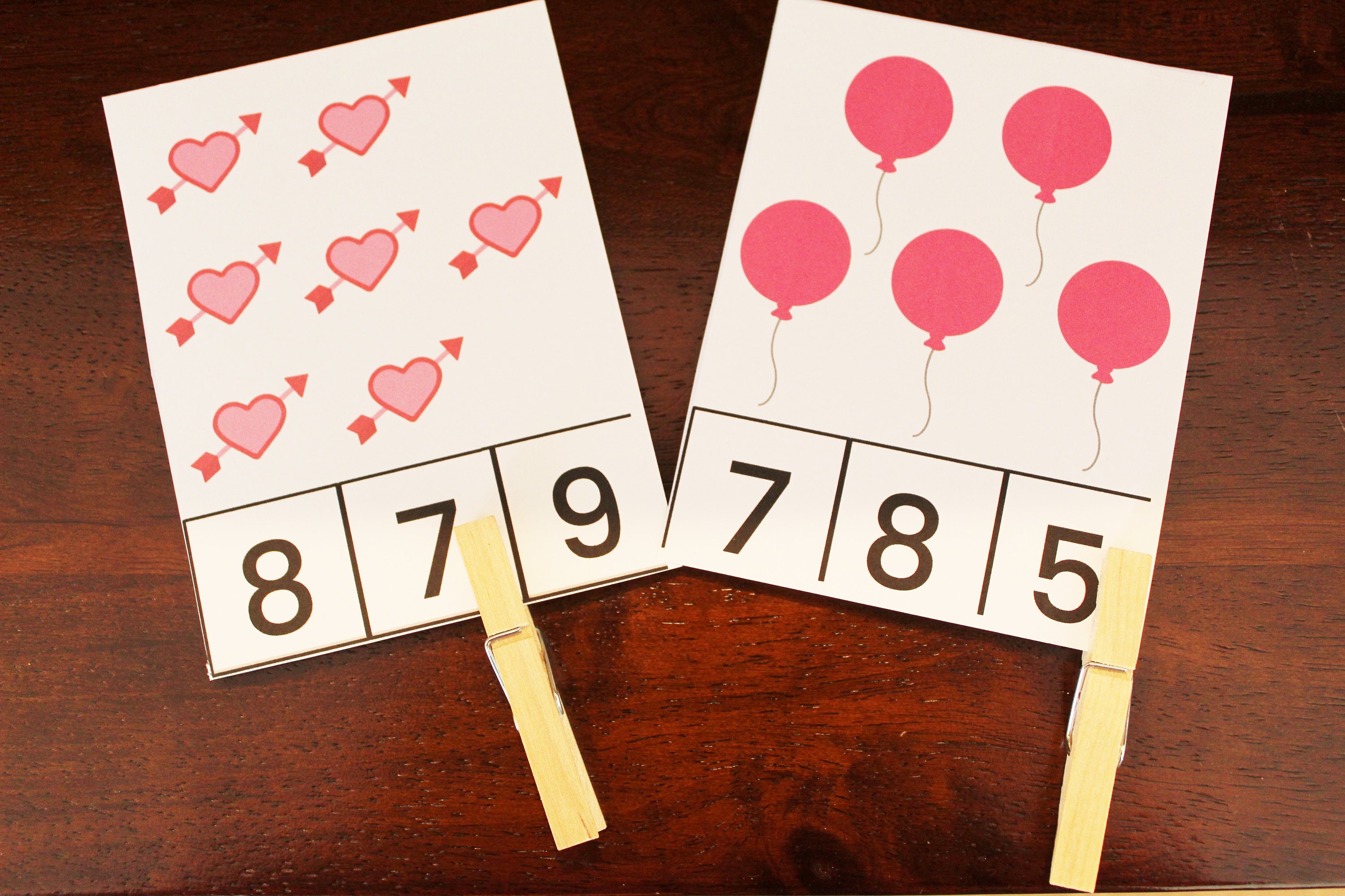 Valentine's Day Count Clip Cards, Montessori Math Printable ...