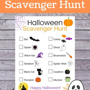 Halloween Scavenger Hunt, Fall Scavenger Hunt, Printable for Kids ...