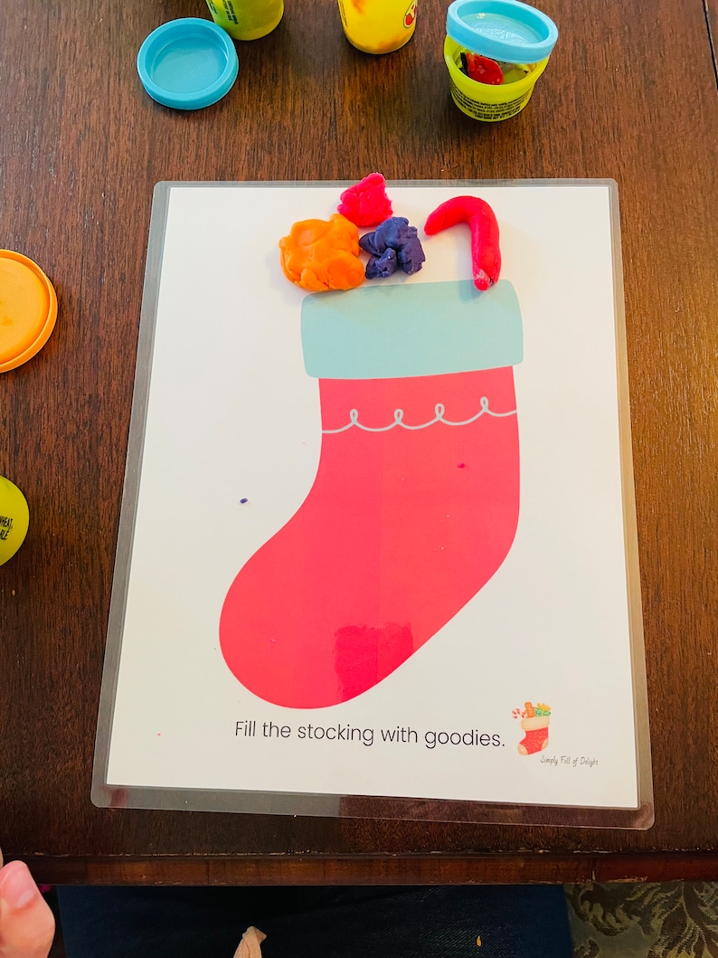 7 Christmas Playdough Mats Printable Play Doh Mats Christmas - Etsy