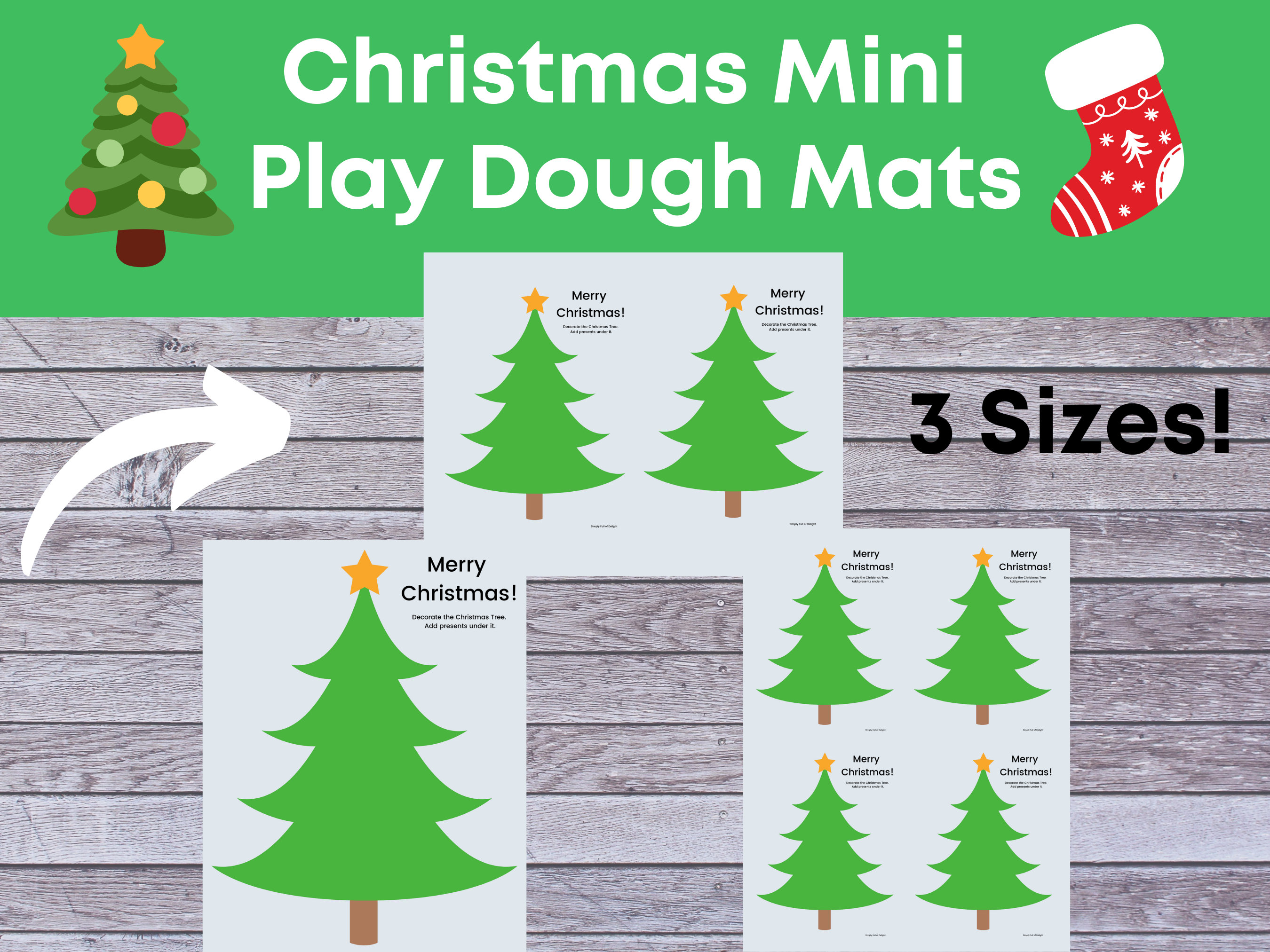 Printable Mini Christmas Playdough Mats, Christmas Printable for Kids ...