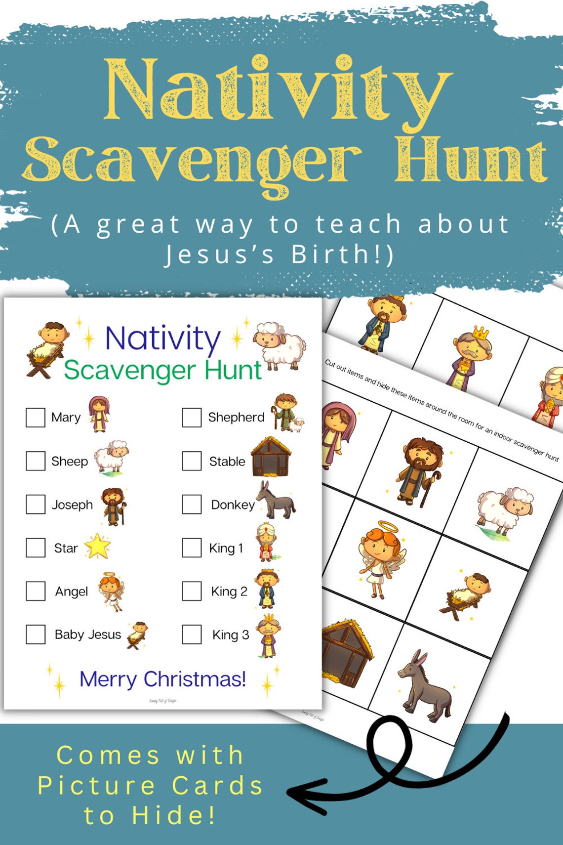 Nativity Scavenger Hunt, Christmas Scavenger Hunt With Cards to Hide ...