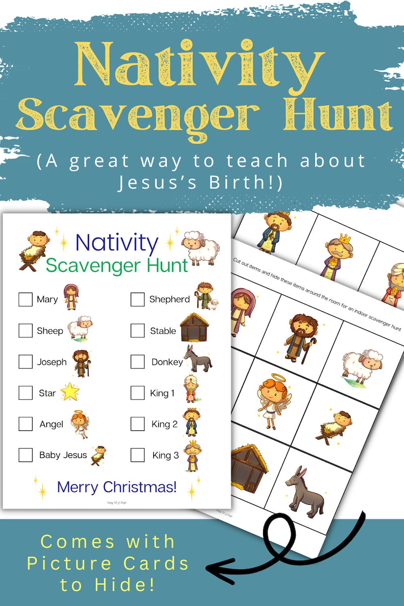 Nativity Scavenger Hunt, Christmas Scavenger Hunt With Cards to Hide ...