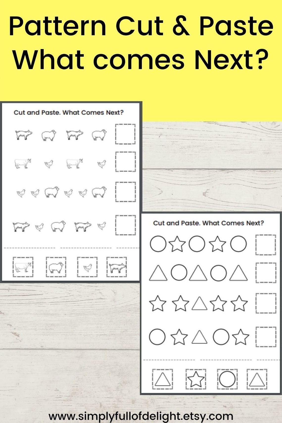 What Comes Next Pattern Practice Cut and Paste Activities - Etsy