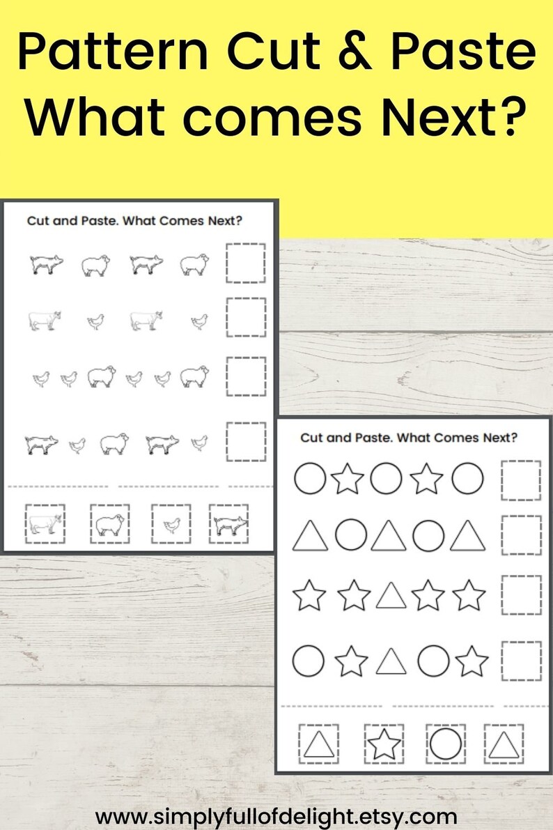What Comes Next? Pattern Practice, Cut and Paste Activities, Preschool ...