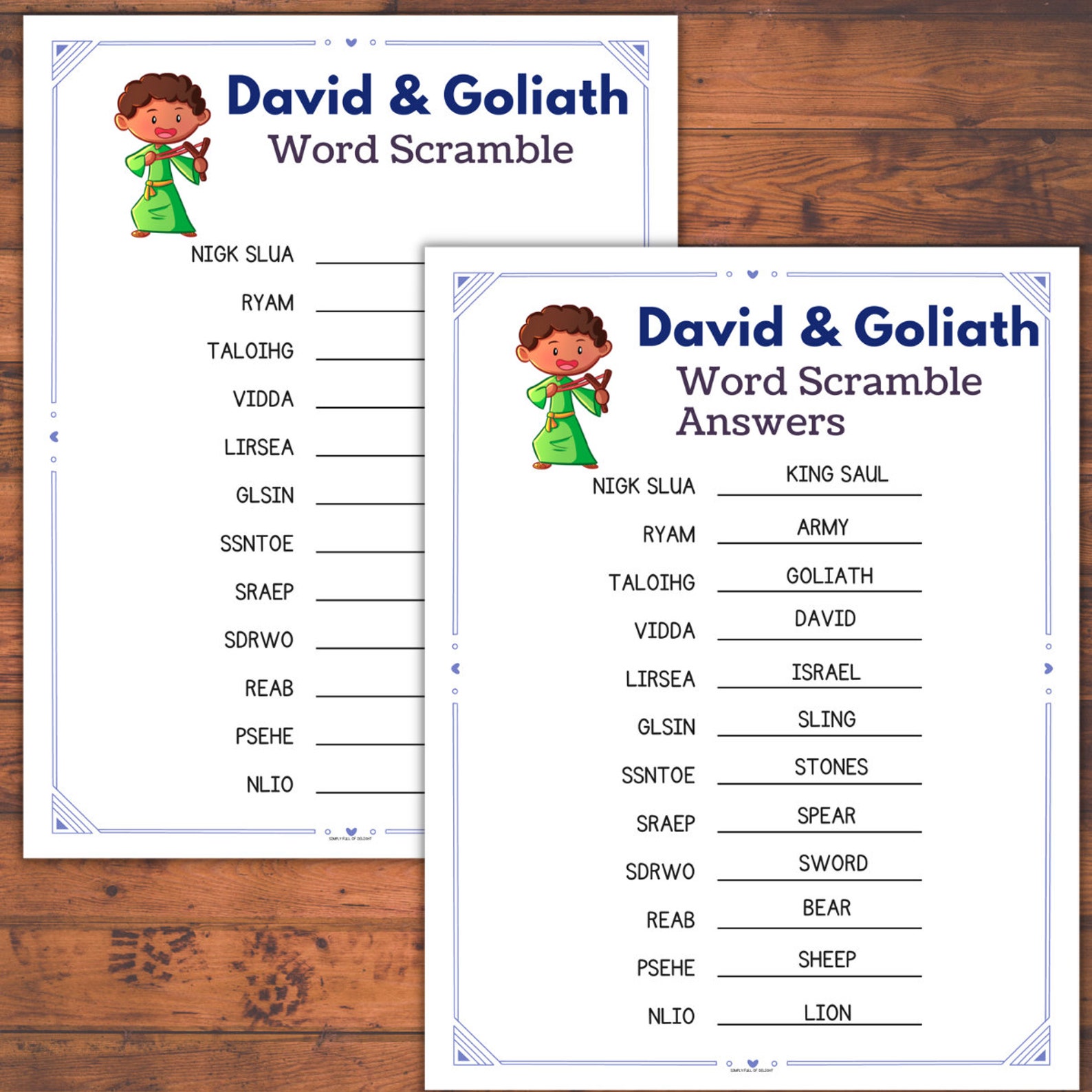 David and Goliath Sunday School Lesson, David and Goliath Worksheet ...