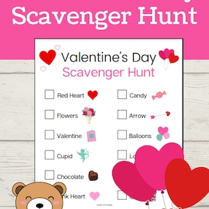 Valentine's Day Scavenger Hunt With Picture Cards to Hide, Valentine ...