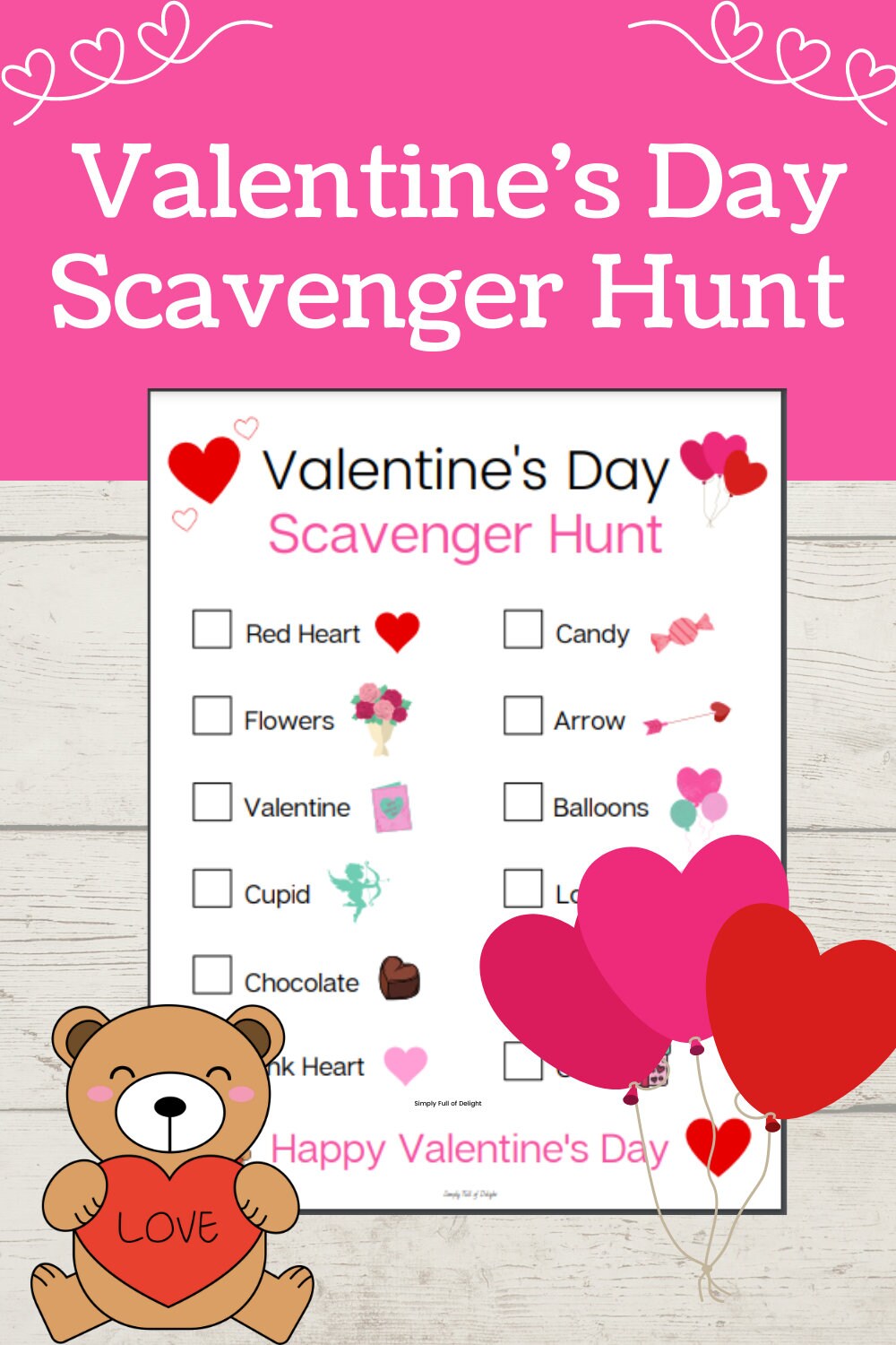 Valentine's Day Scavenger Hunt With Picture Cards to Hide, Valentine ...