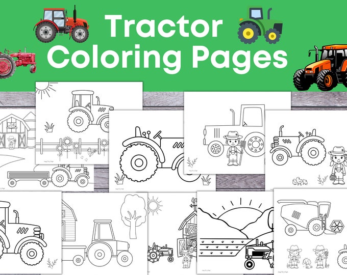 Kids Tractor Coloring Pages – Printable Activity Pack (10 Pages) | A4 ...