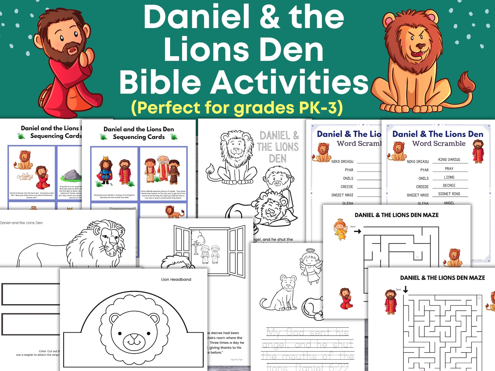 Daniel and the Lions Den Bible Story, Daniel and the Lions Den ...
