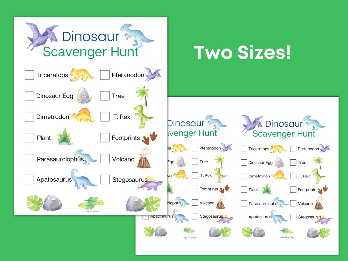 Dinosaur Scavenger Hunt, Dinosaur Treasure Hunt, Printable for Kids ...