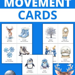 Winter Movement Cards for Kids, Preschool Gross Motor Activity ...