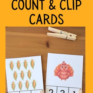 Thanksgiving Count Clip Cards, Montessori Math Printable, Homeschooling ...