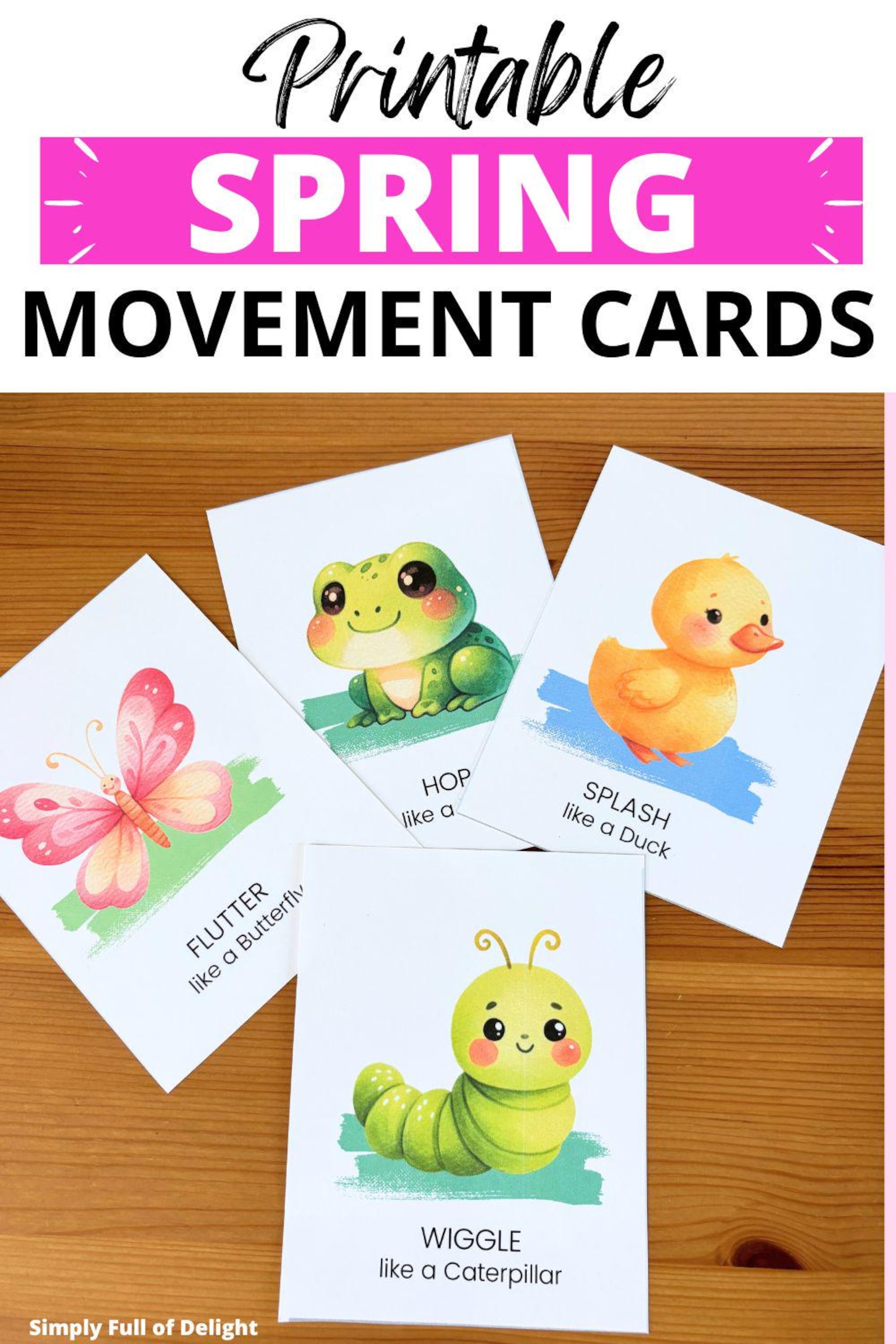 Spring Movement Cards for Kids, Preschool Gross Motor Activity ...