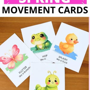 Spring Movement Cards for Kids, Preschool Gross Motor Activity ...