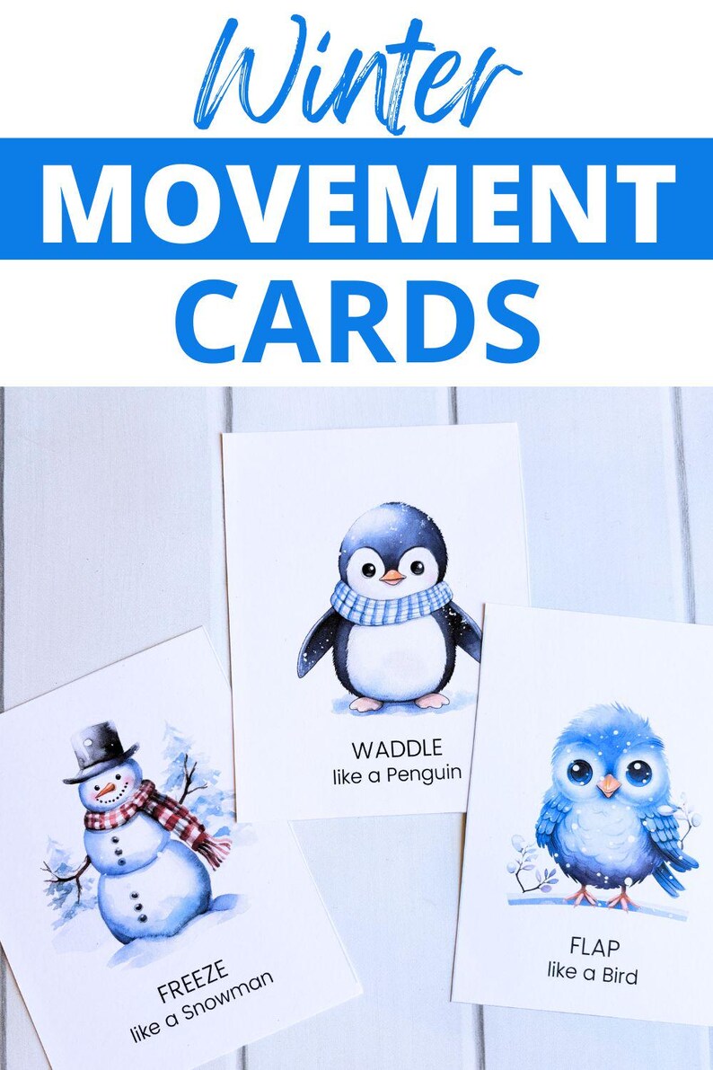 Winter Movement Cards for Kids, Preschool Gross Motor Activity ...
