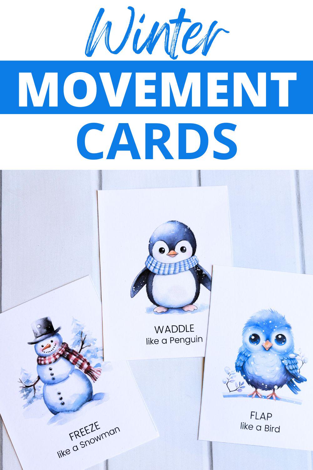Winter Movement Cards for Kids, Preschool Gross Motor Activity ...