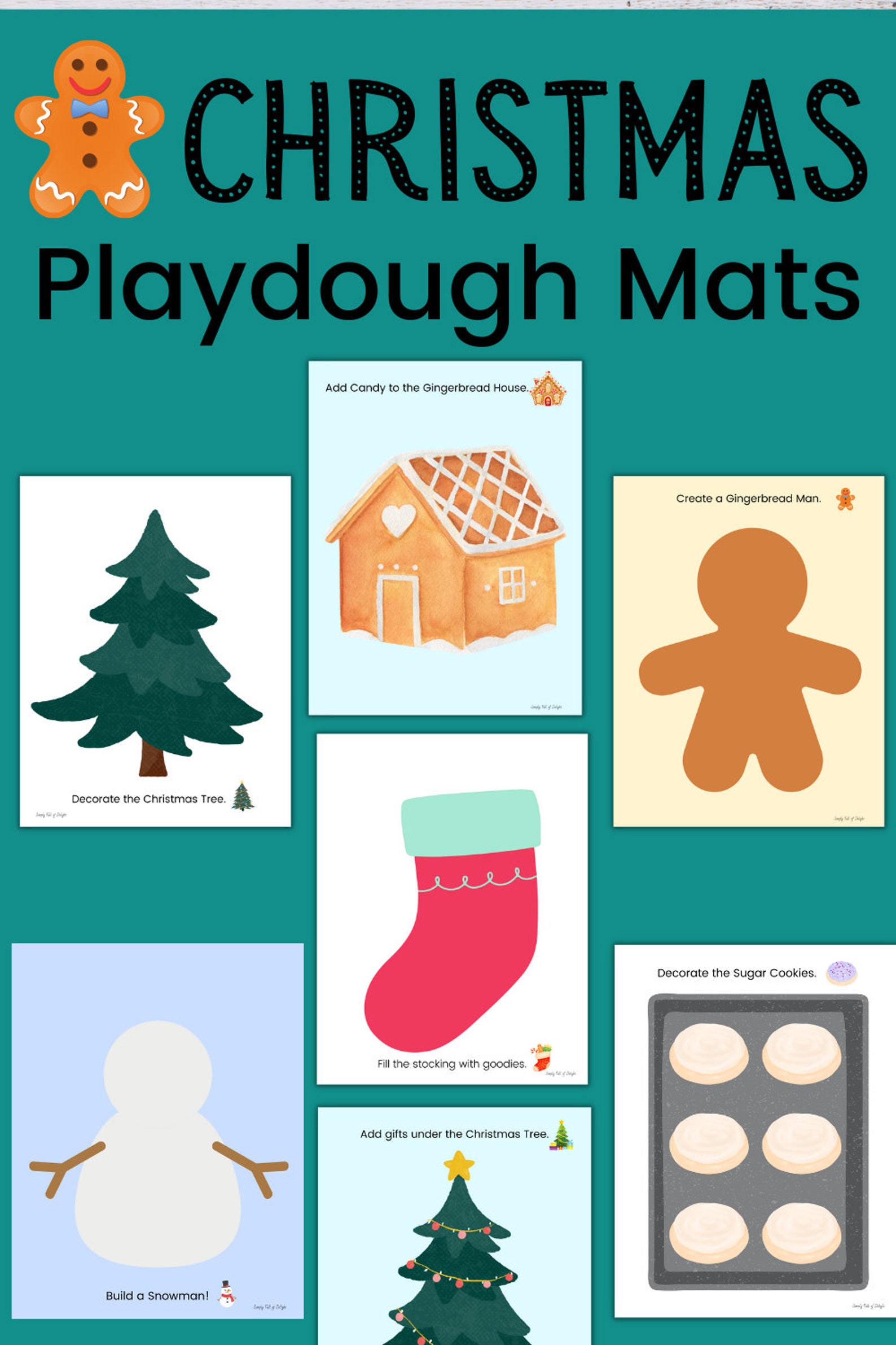 7 Christmas Playdough Mats Printable Play Doh Mats (Download Now) - Etsy