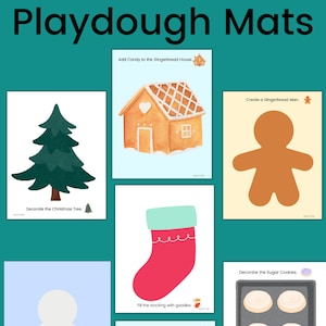 7 Christmas Playdough Mats, Printable Play Doh Mats, Christmas Play ...