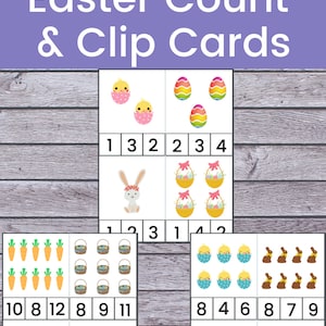 Easter Count Clip Cards, Montessori Math Printable, Homeschooling ...