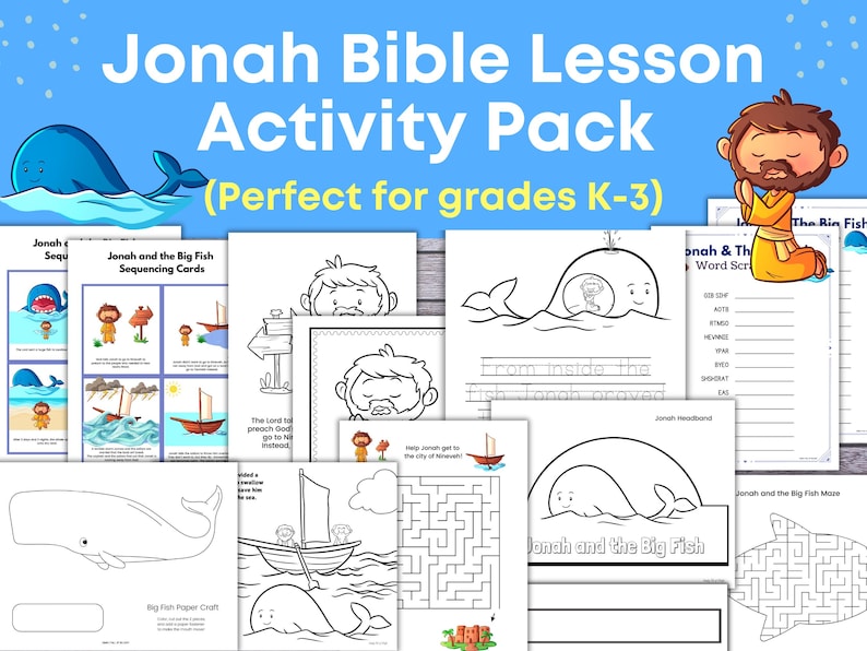 Jonah and the Big Fish Bible Story, Jonah Activities and Games, Jonah ...