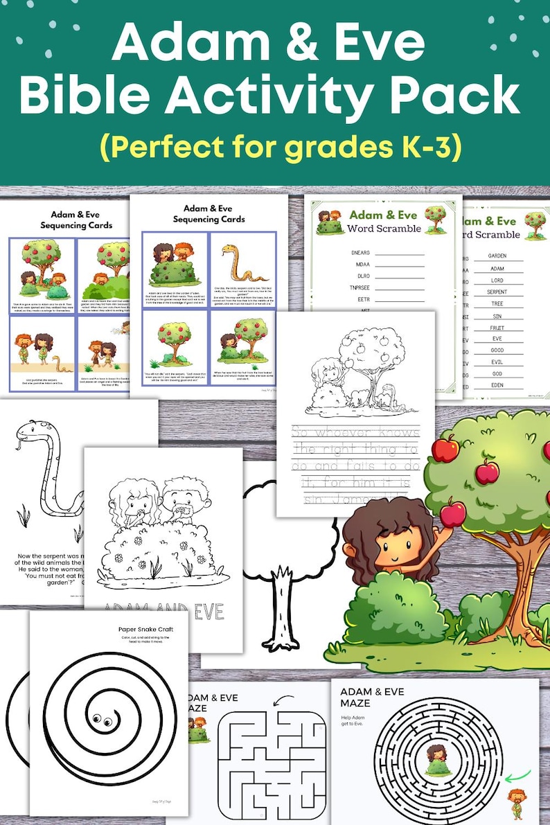 Adam & Eve Bible Story, Adam and Eve Activities, Adam and Eve Craft ...