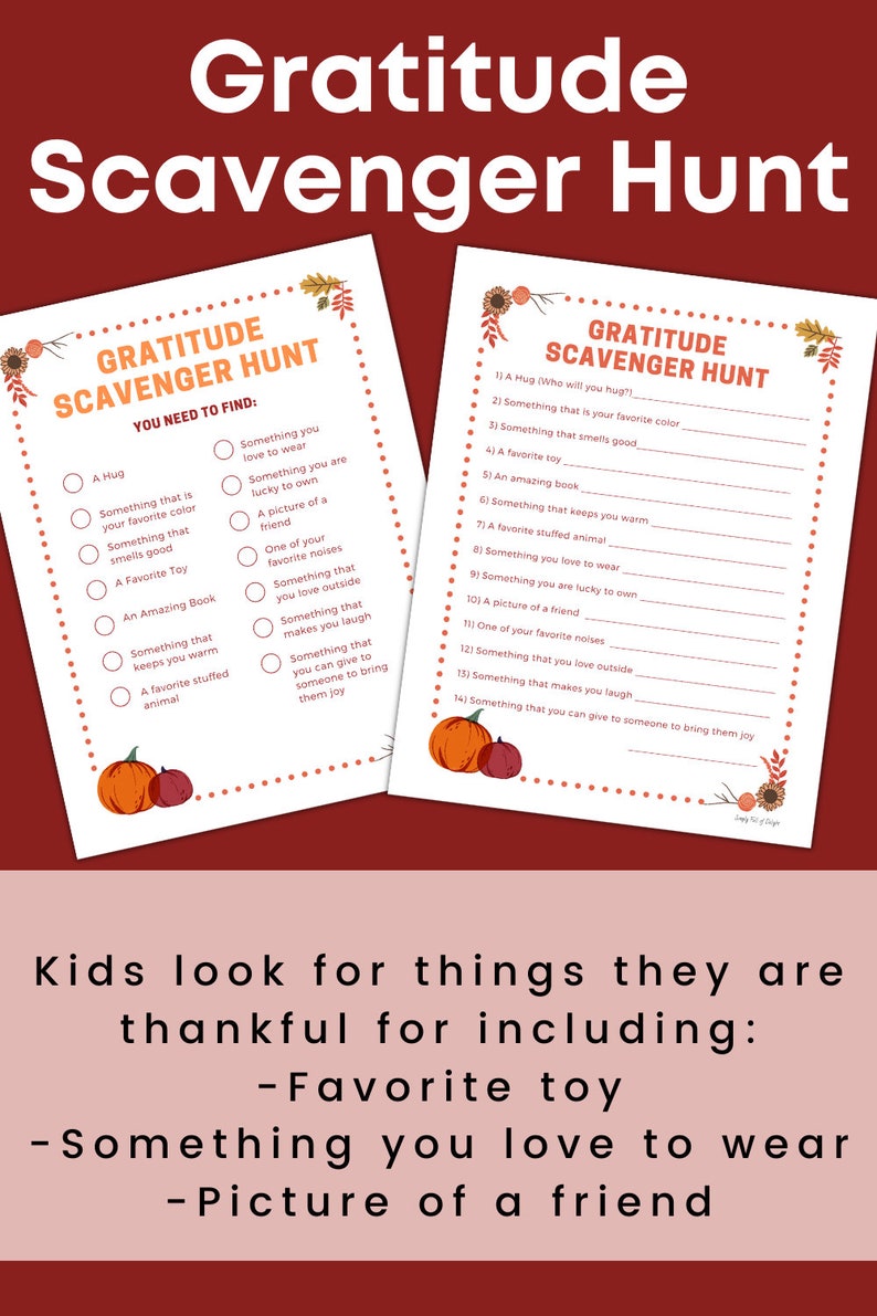 Gratitude Scavenger Hunt, Thanksgiving Scavenger Hunt, Fall Scavenger ...