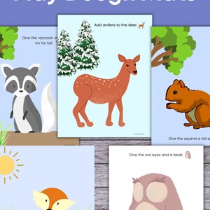 5 Printable Play Doh Mats, Animal Play Dough Mats, Woodland Playdough ...