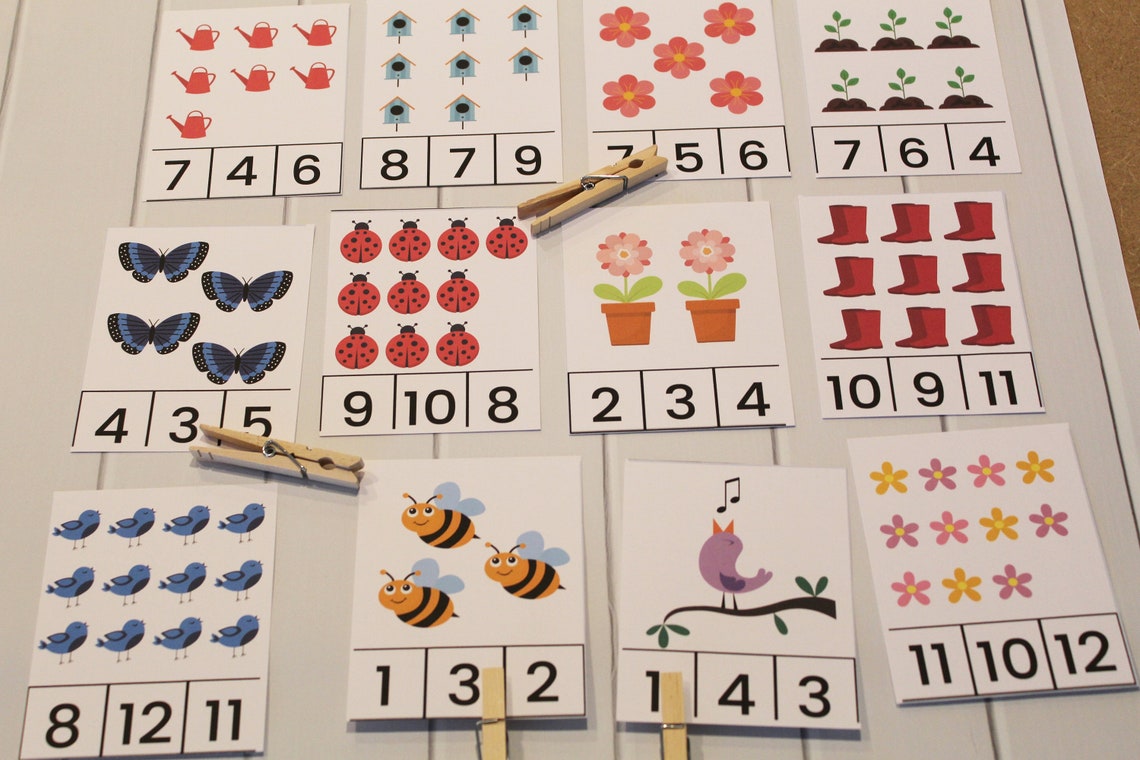 Spring Count Clip Cards, Montessori Math Printable, Homeschooling ...
