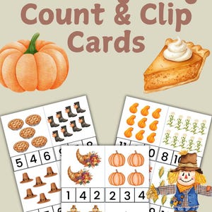 Thanksgiving Count Clip Cards, Montessori Math Printable, Homeschooling ...
