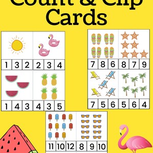 Summer Count Clip Cards, Montessori Math Printable, Homeschooling ...