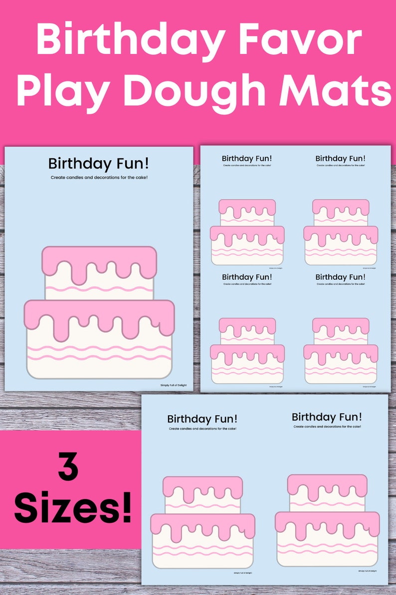 Birthday Party Favors for Kids, Printable Birthday Playdough Mats ...