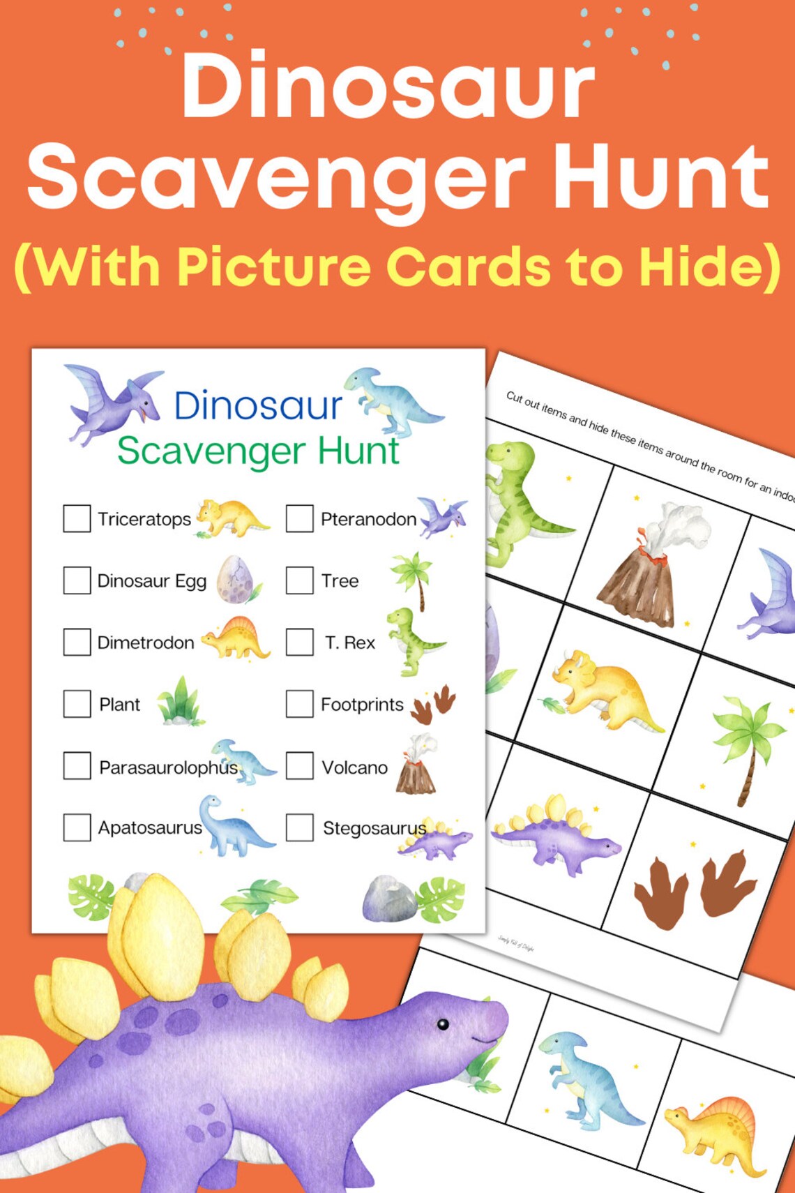 Dinosaur Scavenger Hunt, Dinosaur Treasure Hunt, Printable for Kids ...