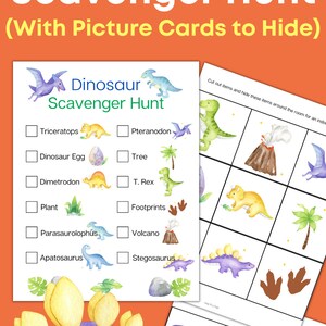 Dinosaur Scavenger Hunt, Dinosaur Treasure Hunt, Printable for Kids ...