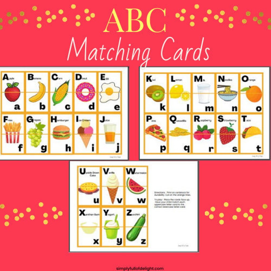 ABC Matching Game, Uppercase Lowercase, Alphabet Flash Cards, Preschool ...