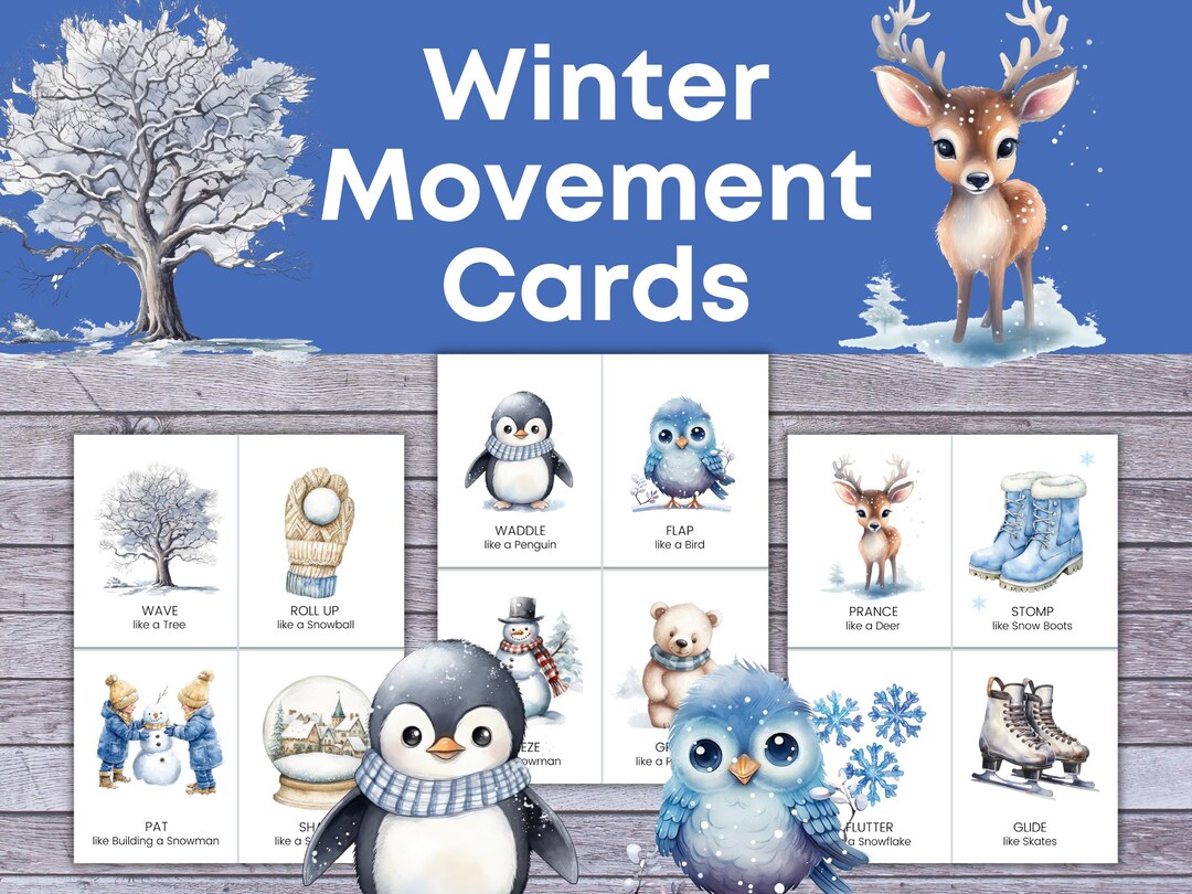 Winter Movement Cards for Kids, Preschool Gross Motor Activity ...