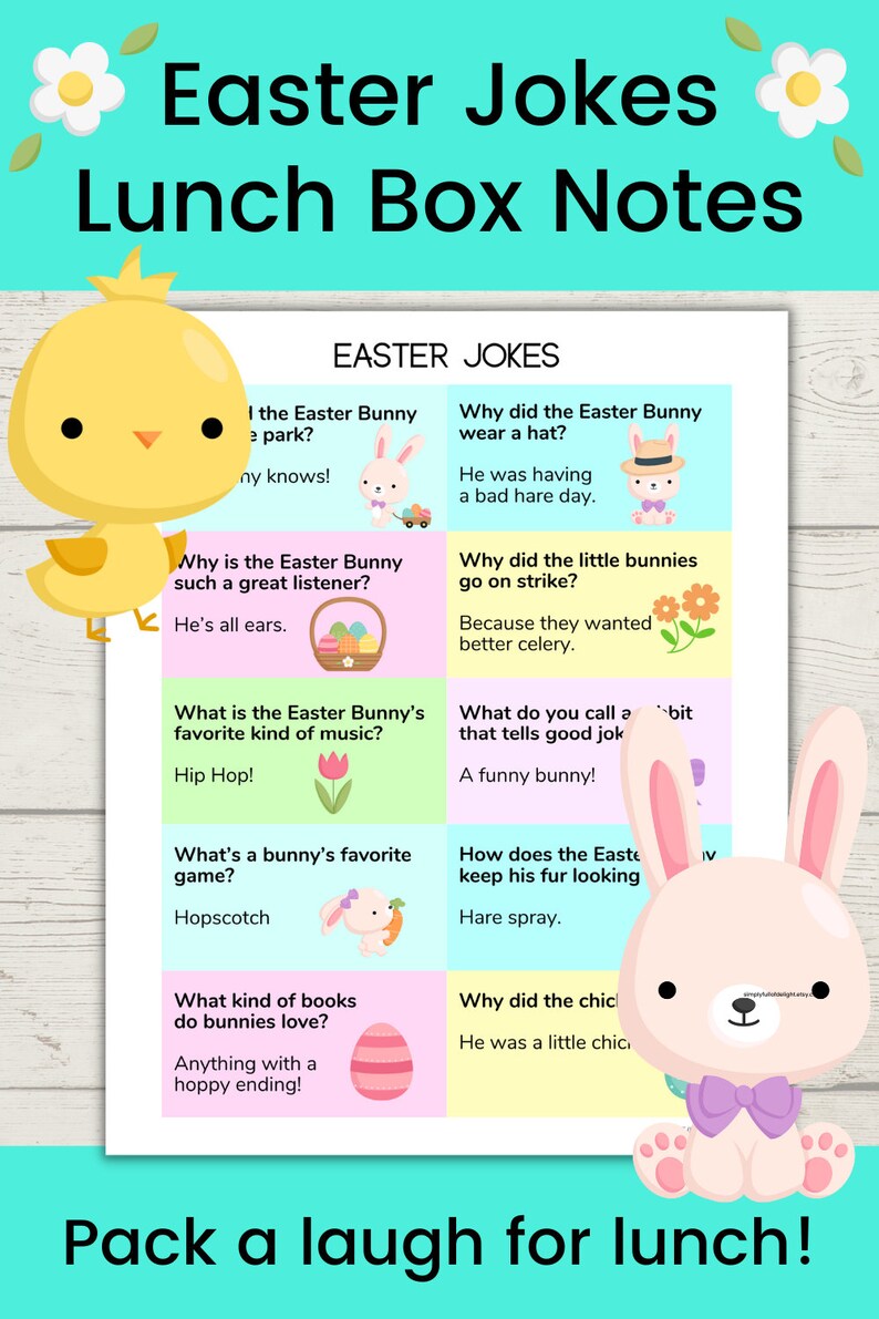 Easter Jokes for Kids, Easter Lunch Box Notes for Kids, Easter Lunchbox ...