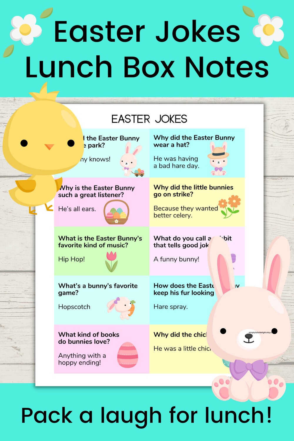Easter Jokes for Kids, Easter Lunch Box Notes for Kids, Easter Lunchbox ...