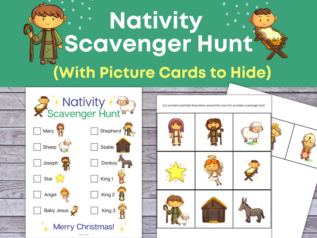 Nativity Scavenger Hunt, Christmas Scavenger Hunt With Cards to Hide ...