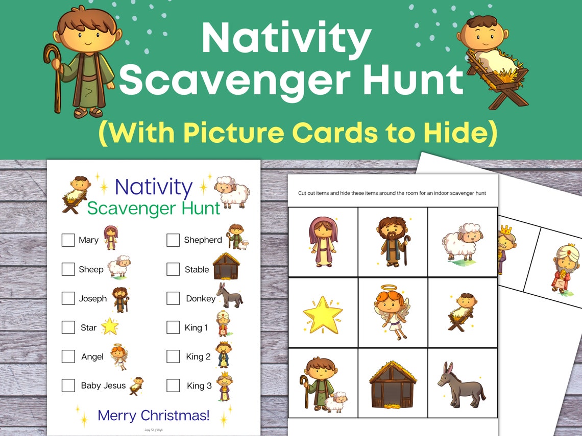 Nativity Scavenger Hunt, Christmas Scavenger Hunt With Cards to Hide ...