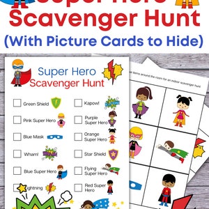 Super Hero Scavenger Hunt, Superhero Treasure Hunt, Printable for Kids ...