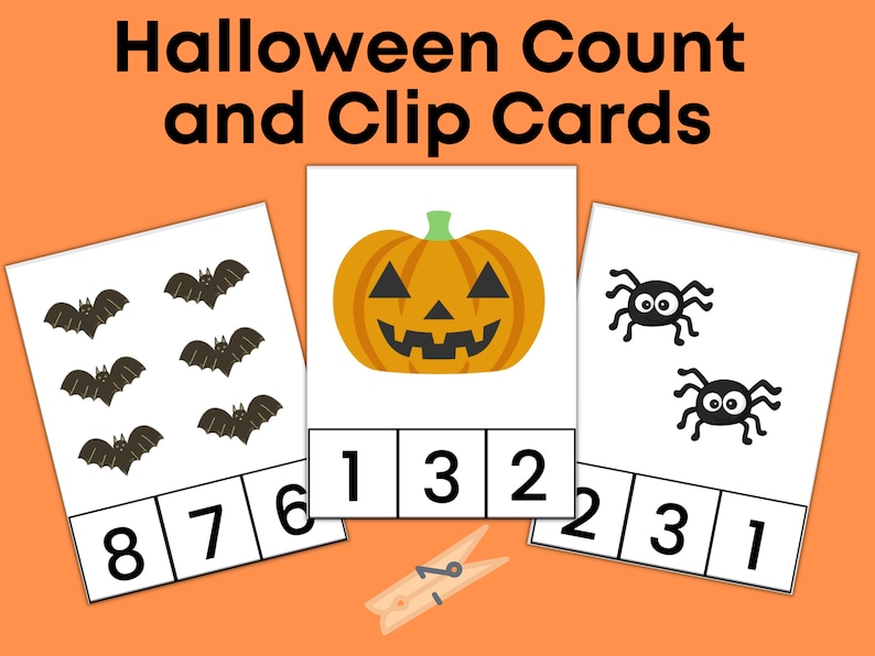 Halloween Count Clip Cards, Montessori Math Printable, Homeschooling ...